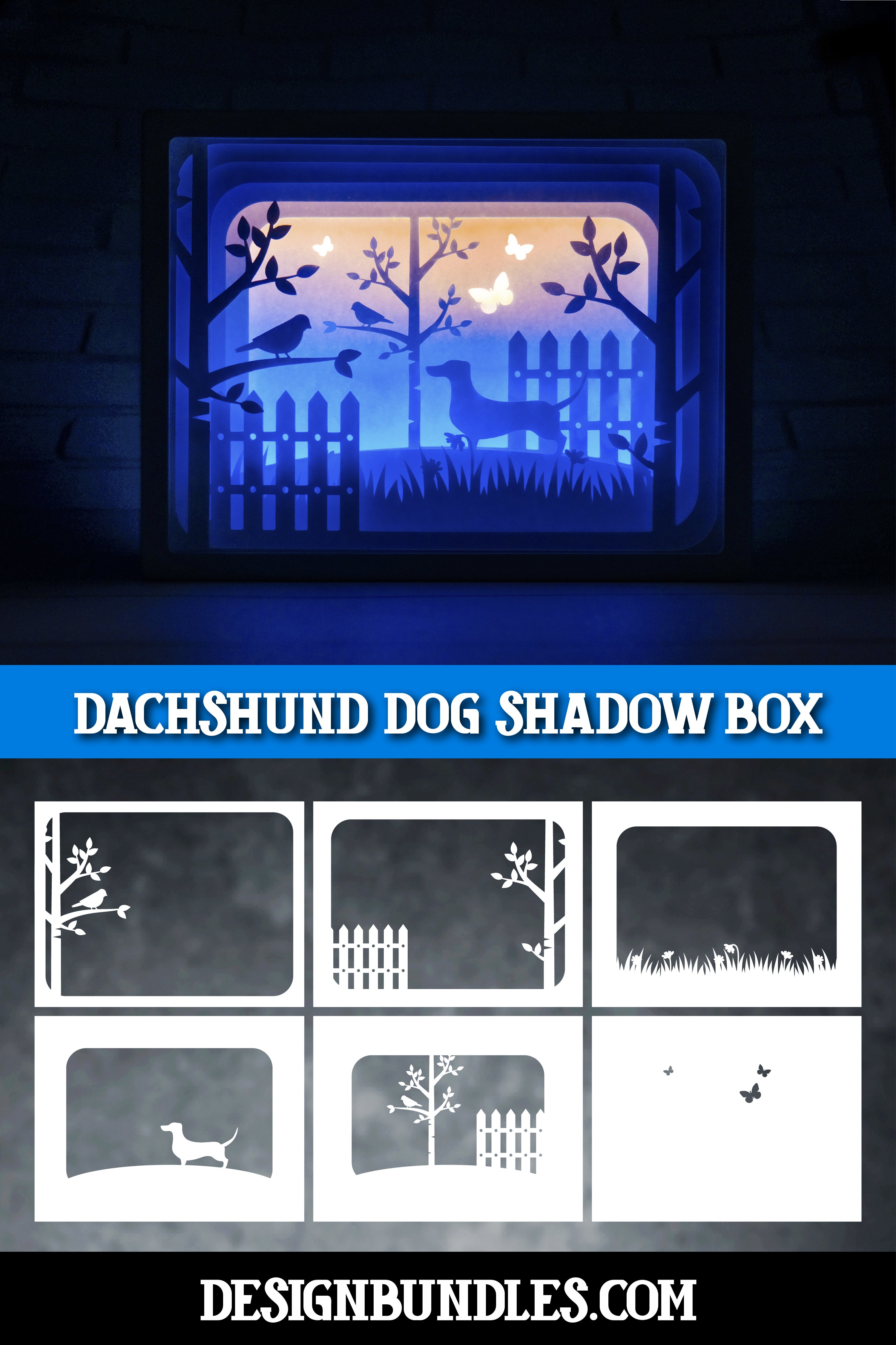 Dogs shadow box, dachshund SVG, 3d papercut SVG, layered art