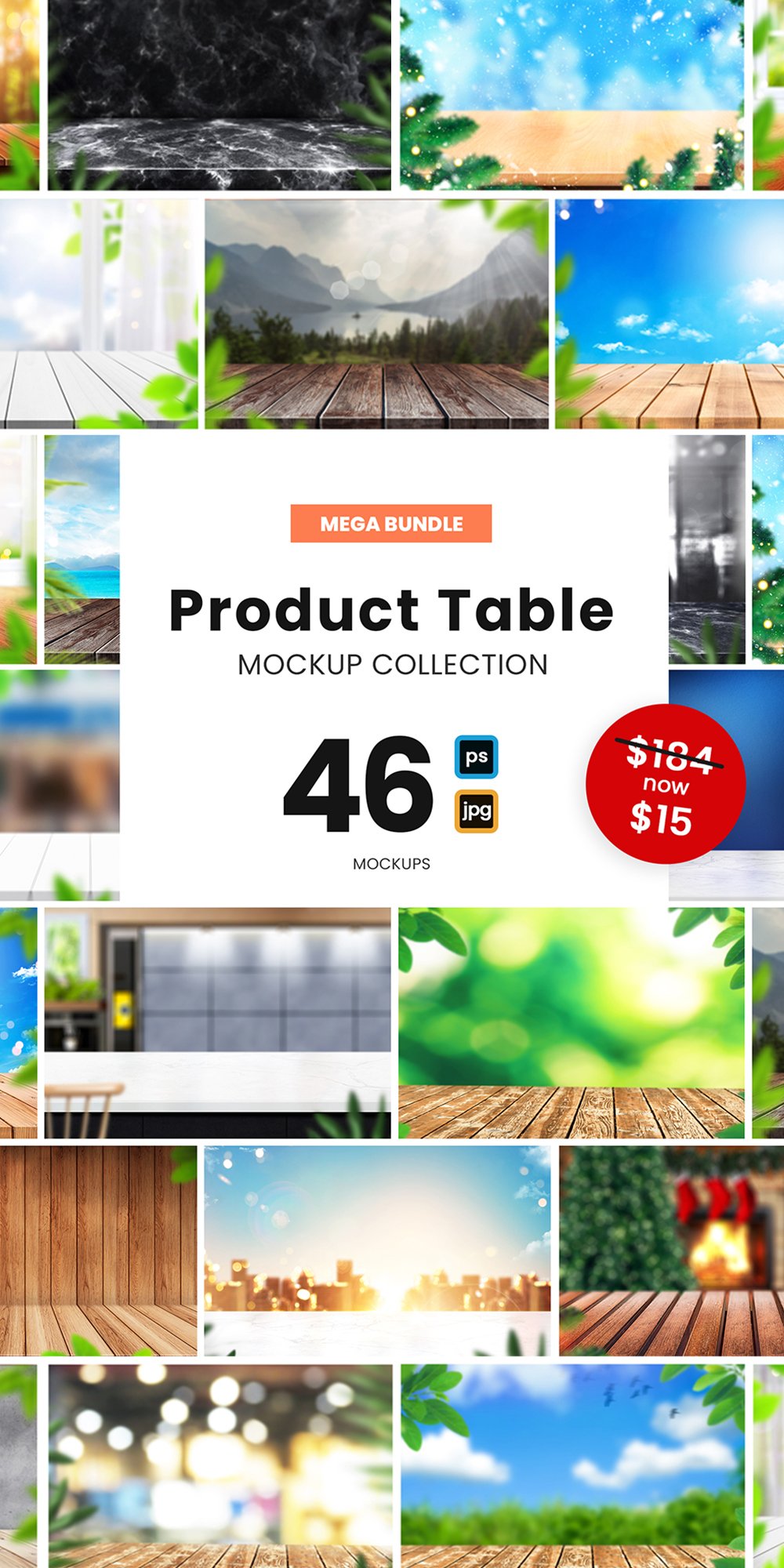 46 Background Tabletop Mockups | MEGA BUNDLE