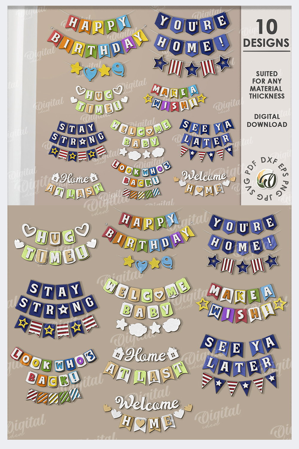 Banners Bundle Laser Cut. Home decor SVG