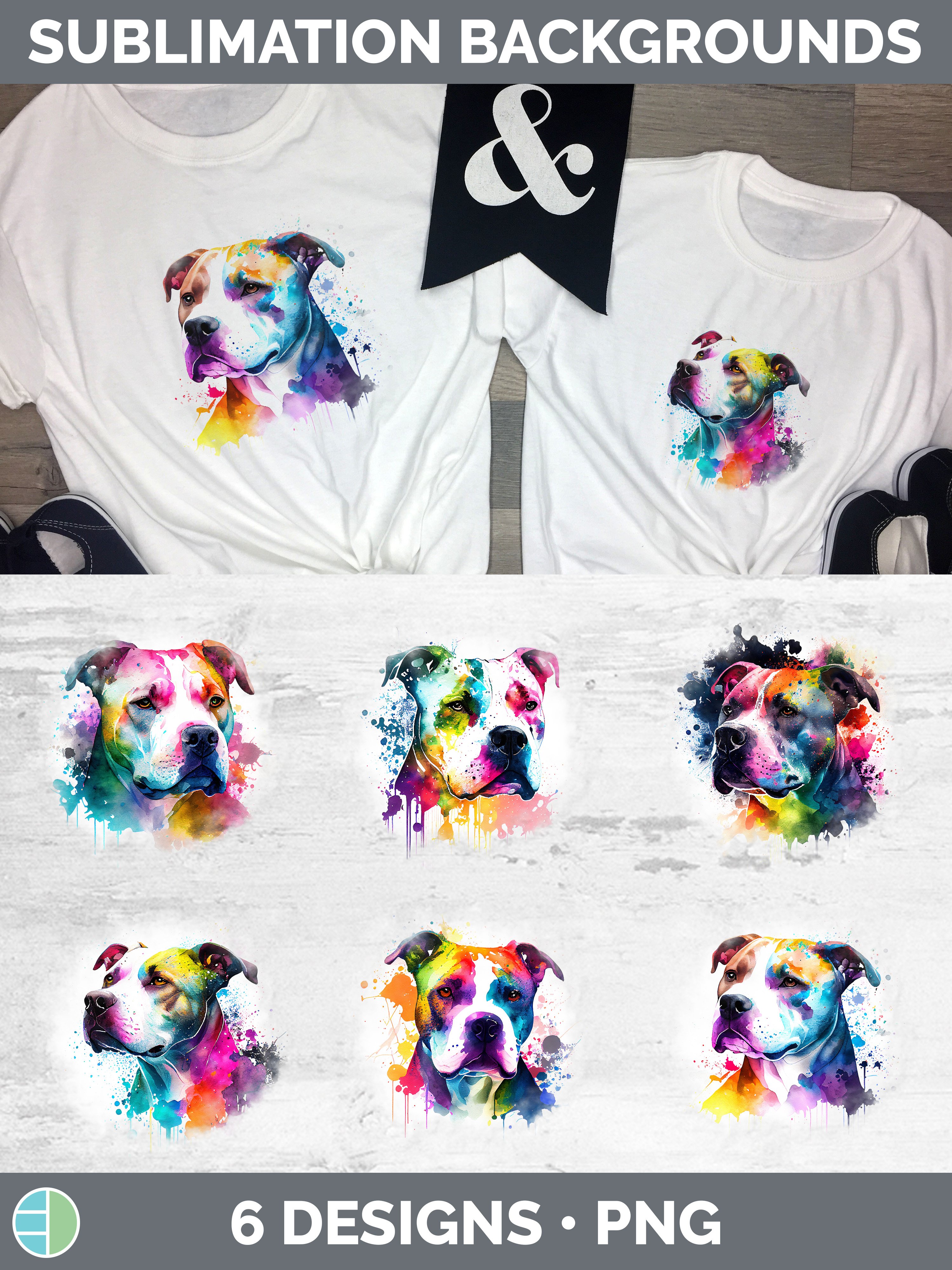 Rainbow American Staffordshire Dog Grunge Background | Subli