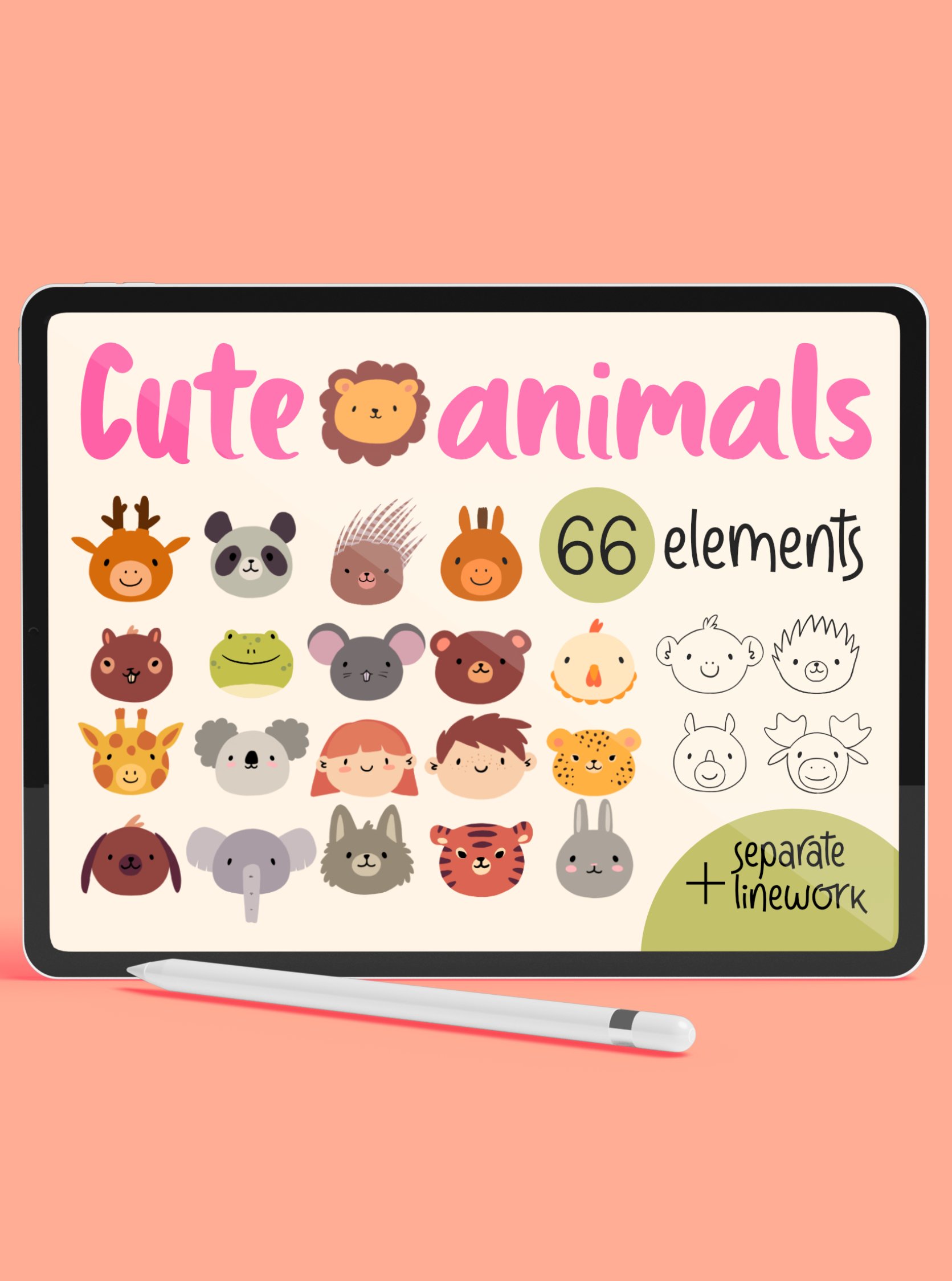 66 minimalist and adorable cute baby animal head designs