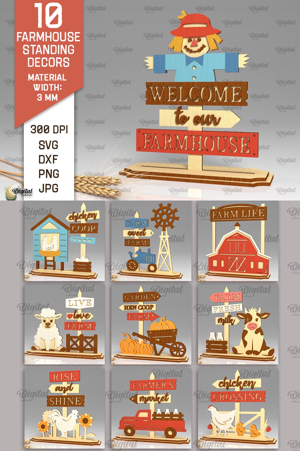 Farmhouse Standing Decor Laser Cut Bundle. Farm Decor SVG