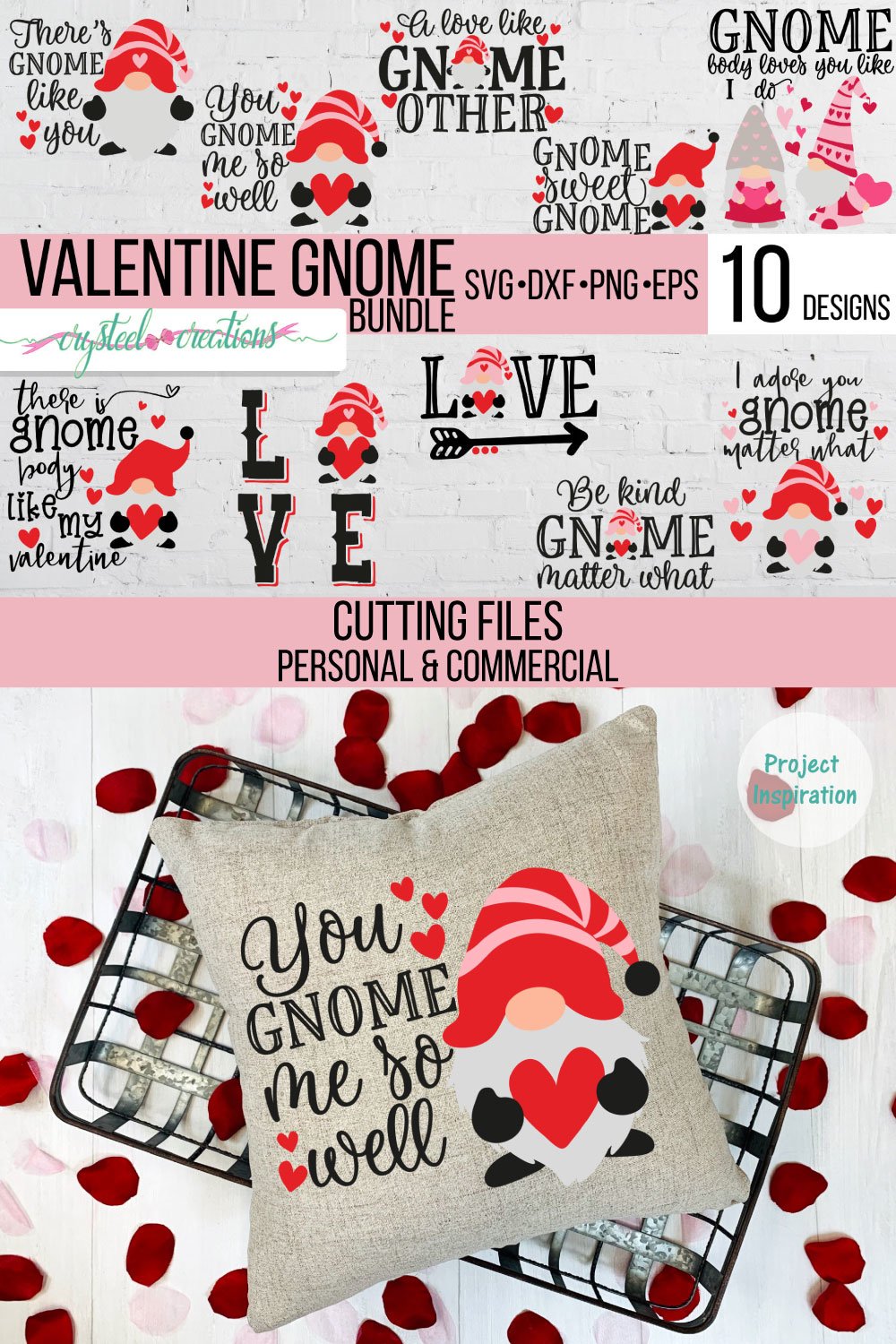 Valentine Gnome Bundle SVG, DXF, PNG, EPS