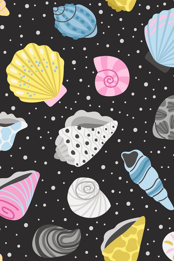 Ocean seashells seamless pattern