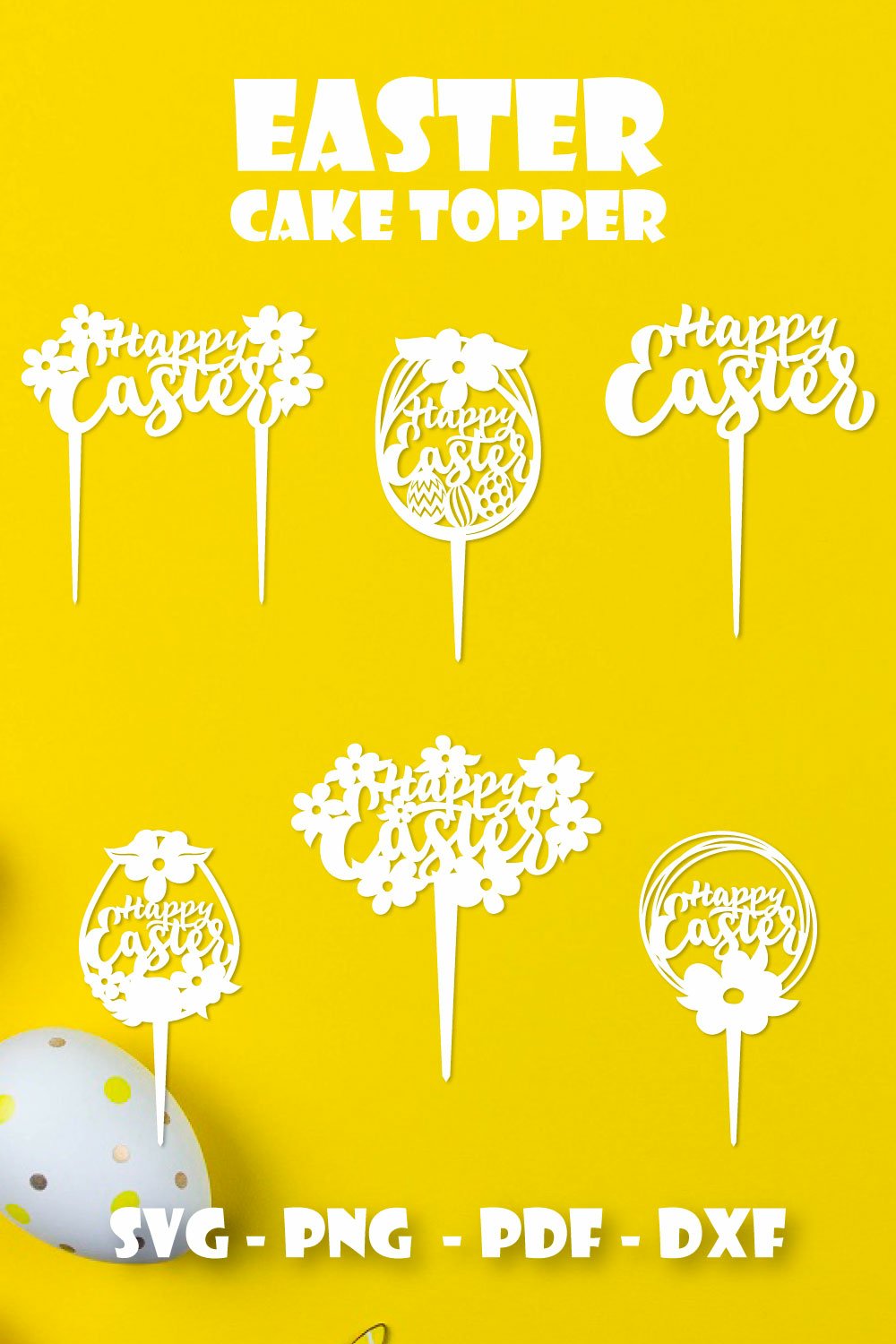 Bundle Easter cake toppers. Happy Easter svg. Laser cut file
