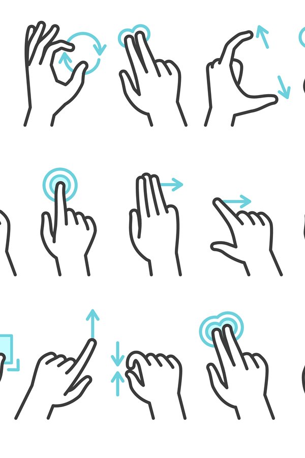 Phone hand gestures. Hand gesture for touchscreen devices, s