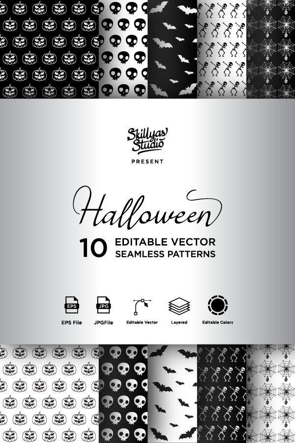 Seamless Patterns Halloween Digital Papercrafts