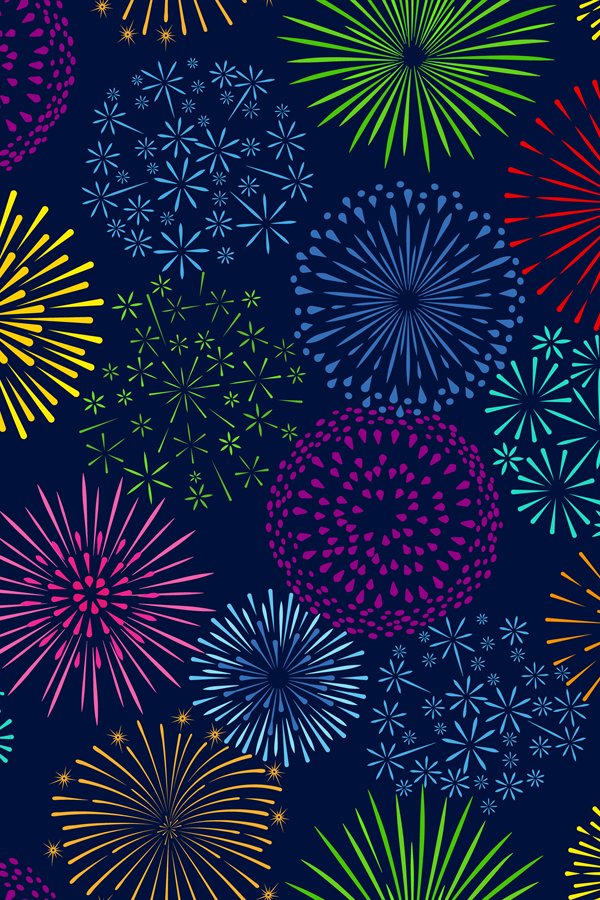 Night firework seamless pattern. Celebration fireworks vecto
