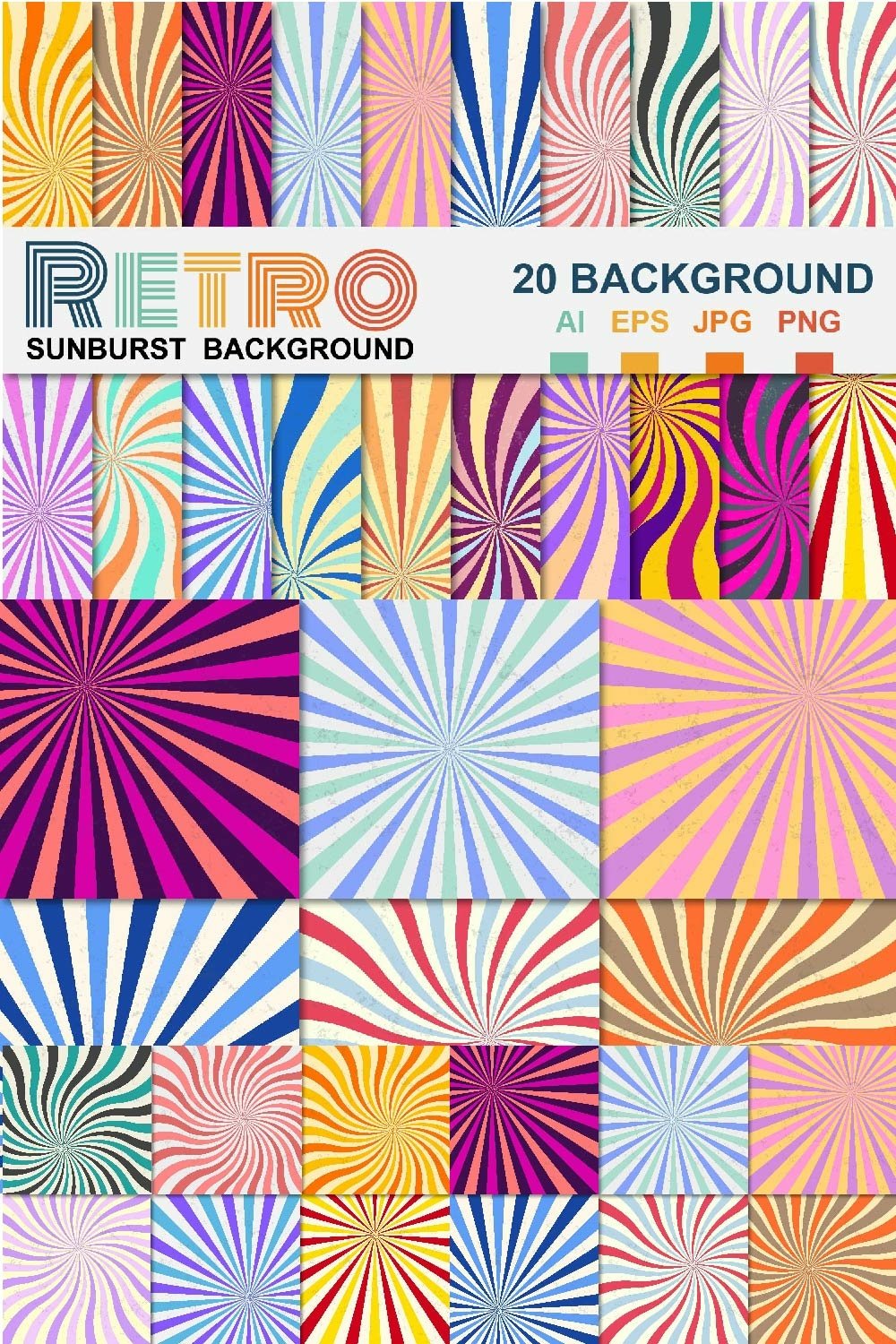 Retro Sunburst Background - 20 Retro Background Collection