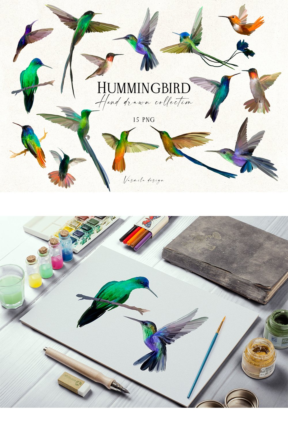 Hummingbird Hand Drawn Clipart PNG