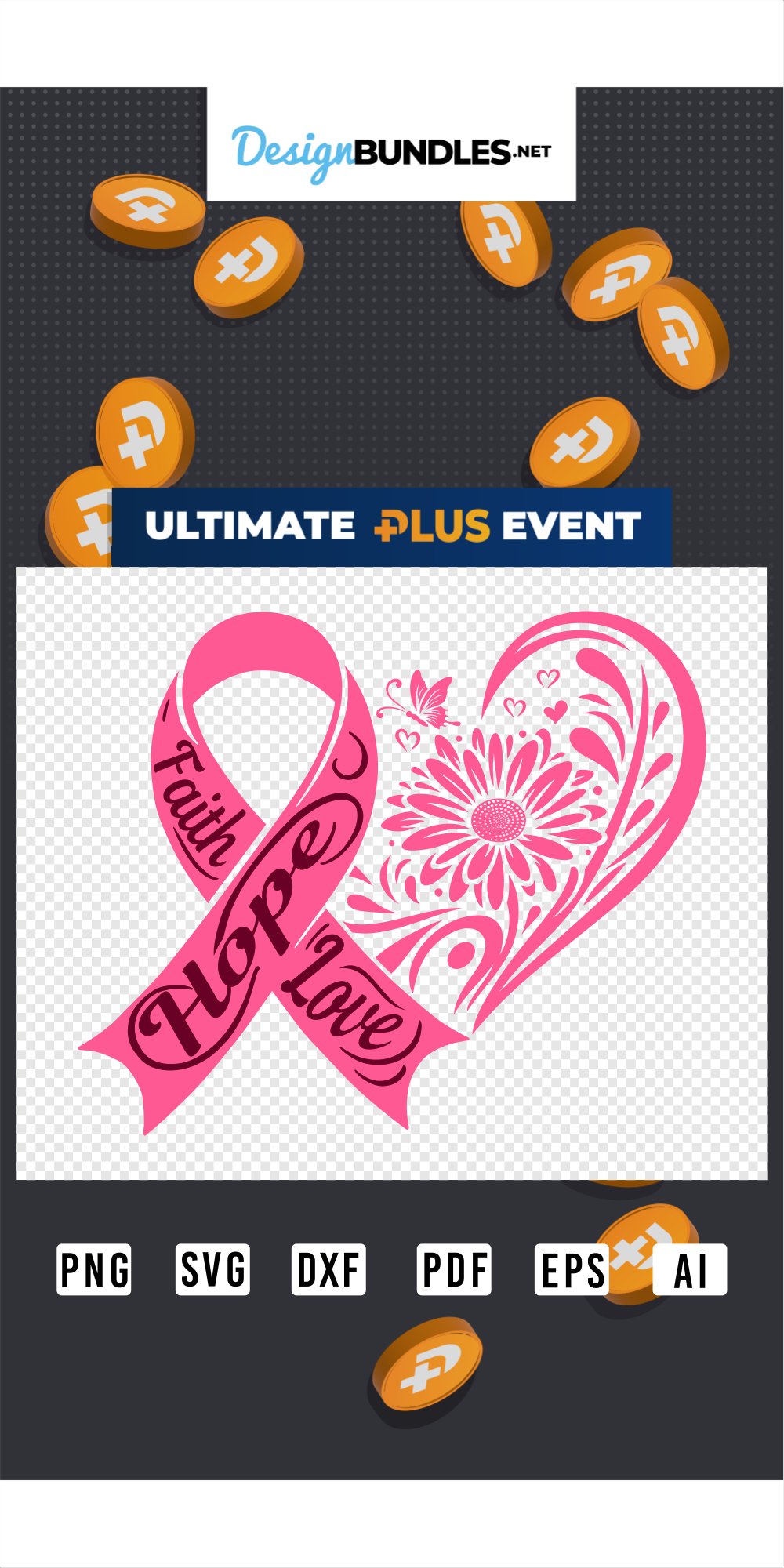 Cancer Awareness SVG I Faith Hope Love Courage Survive