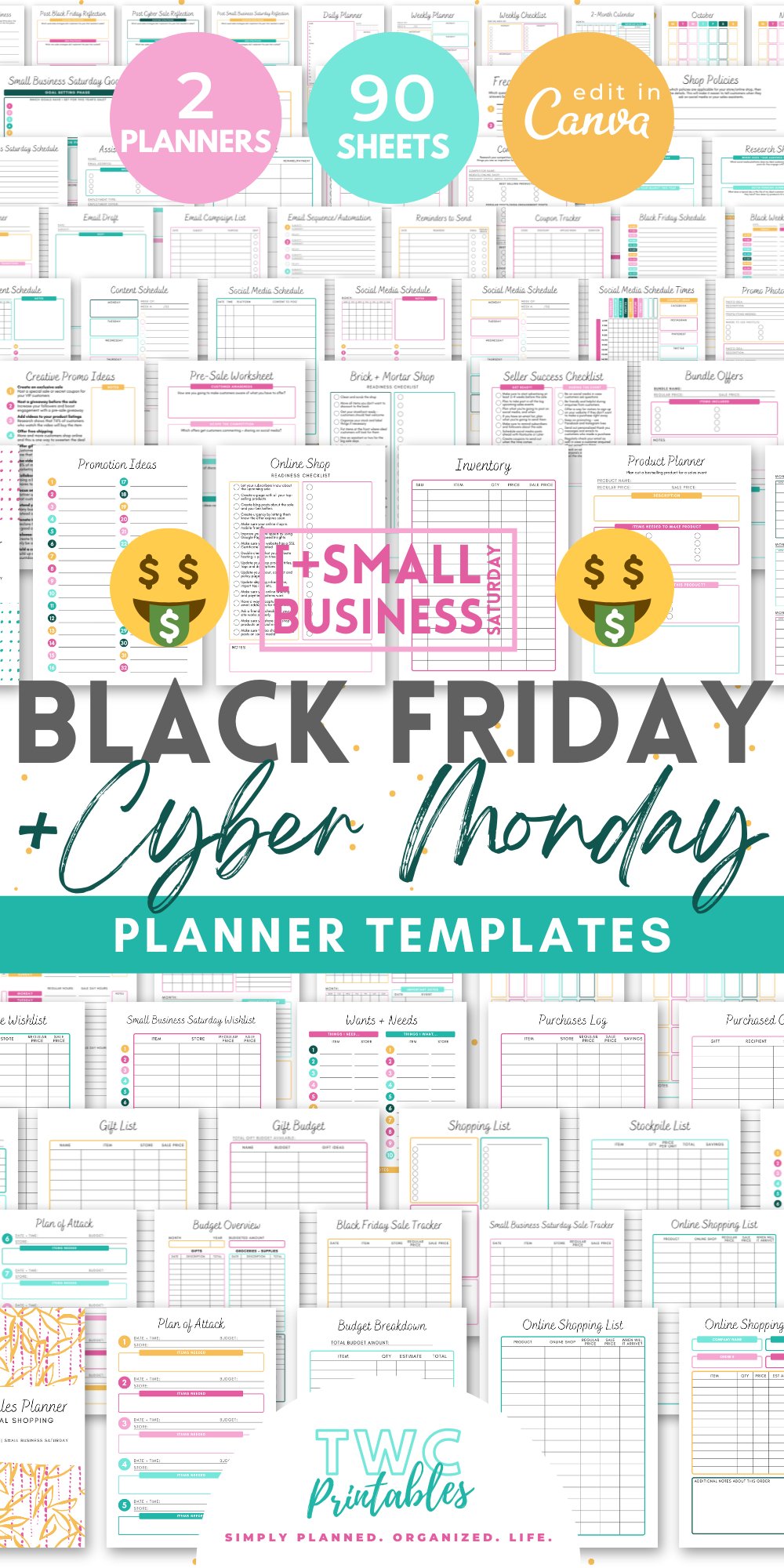 Black Friday planner canva templates