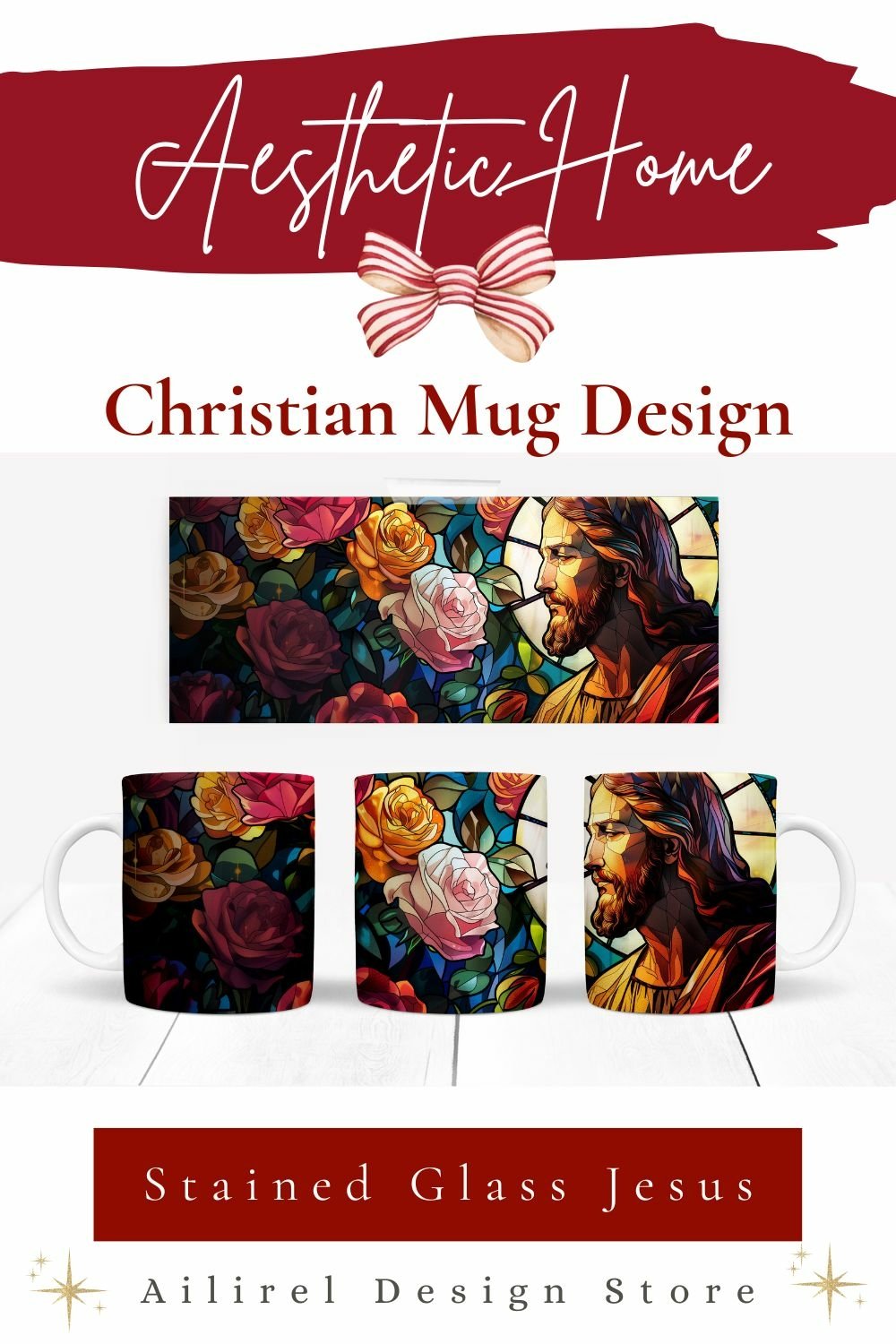 Stained Glass Jesus Mug Wrap, Christian Mug (3297012)