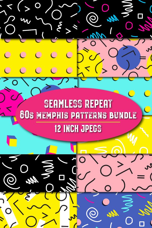 80s 90s Retro Neon Memphis Seamless Repeat Patterns