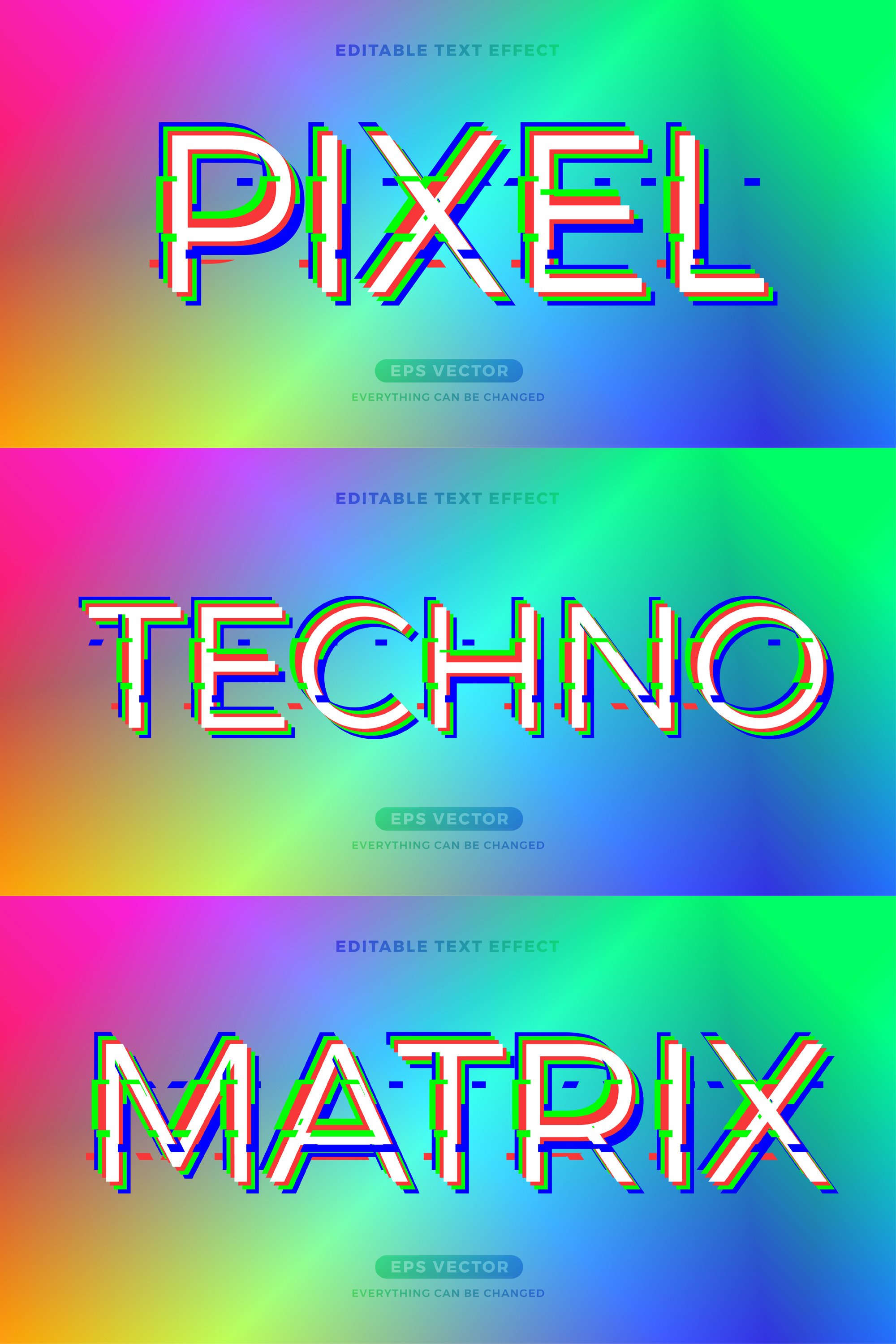 Pixel editable text effect vector template