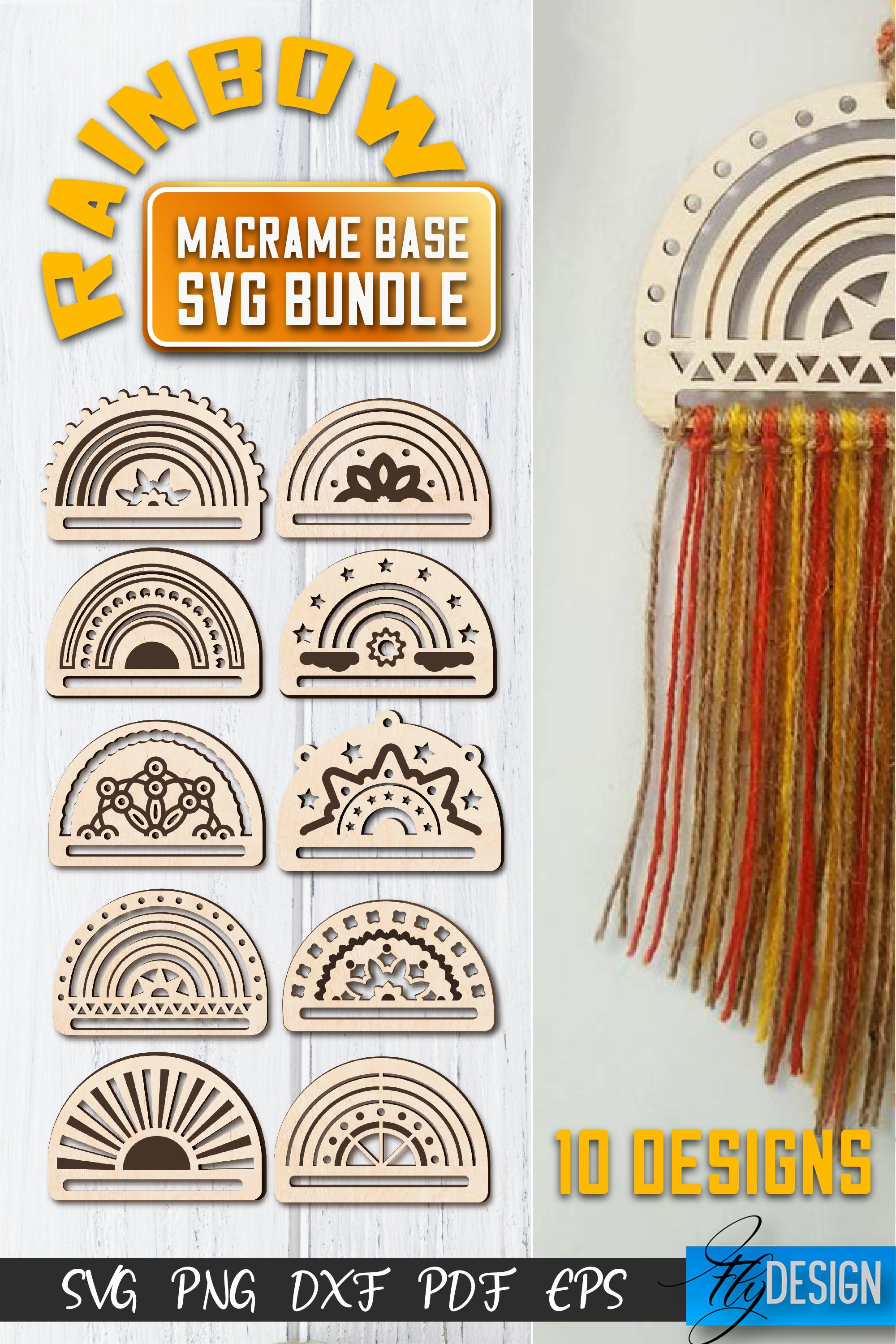 Rainbow Macrame base SVG | Macrame Laser Cut SVG | CNC files