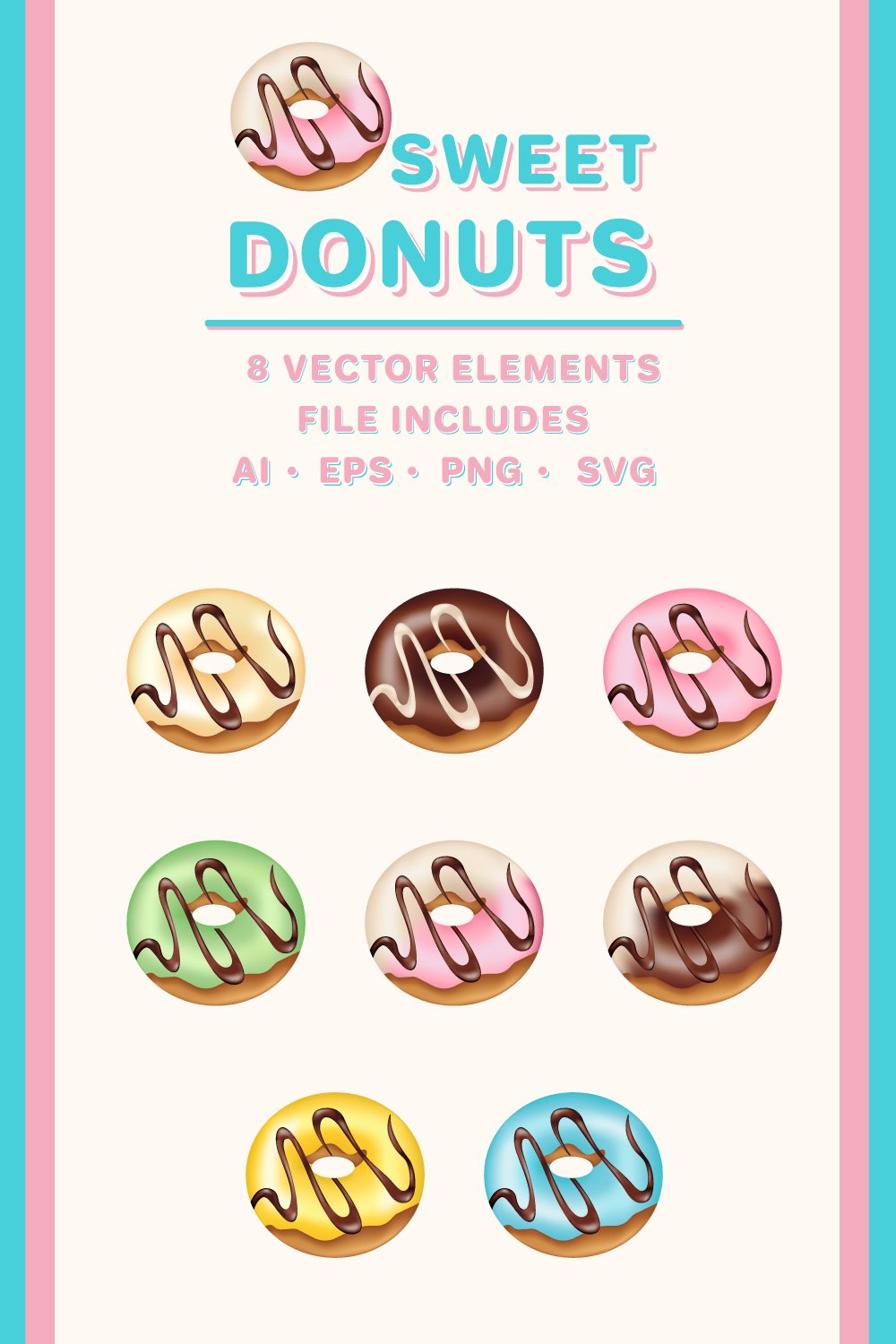 8 sweet donuts Svg/ Donuts set