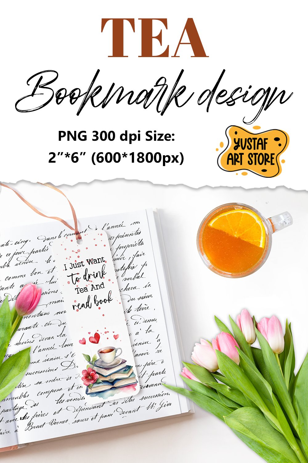 Tea Bookmark printable design. Book quote. Tea (3846824)