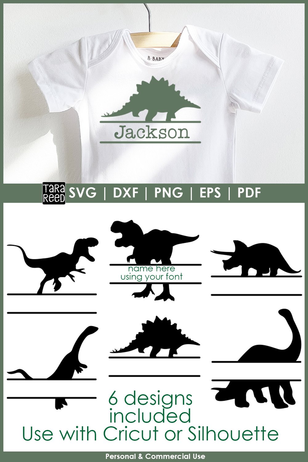 6 Dinosaur Split Monogram for Crafters | Dinosaur wall decor