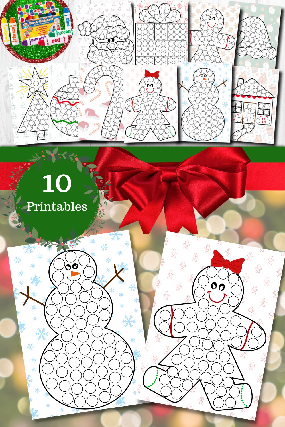 Christmas Dot Art Printables|Holiday craft printables