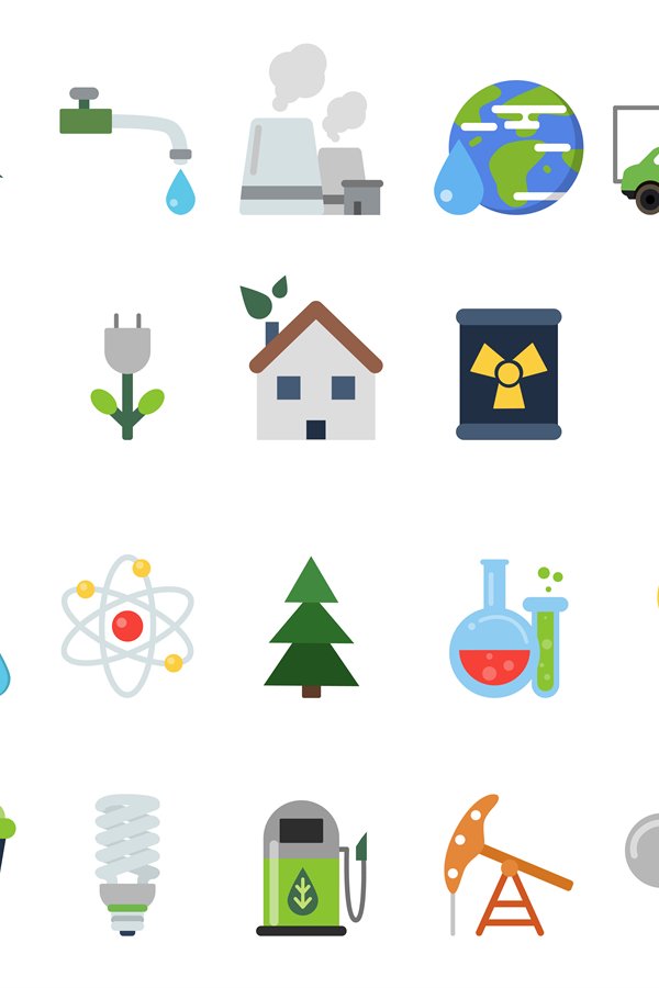 Different green symbols on the ecology theme. Vector icons s