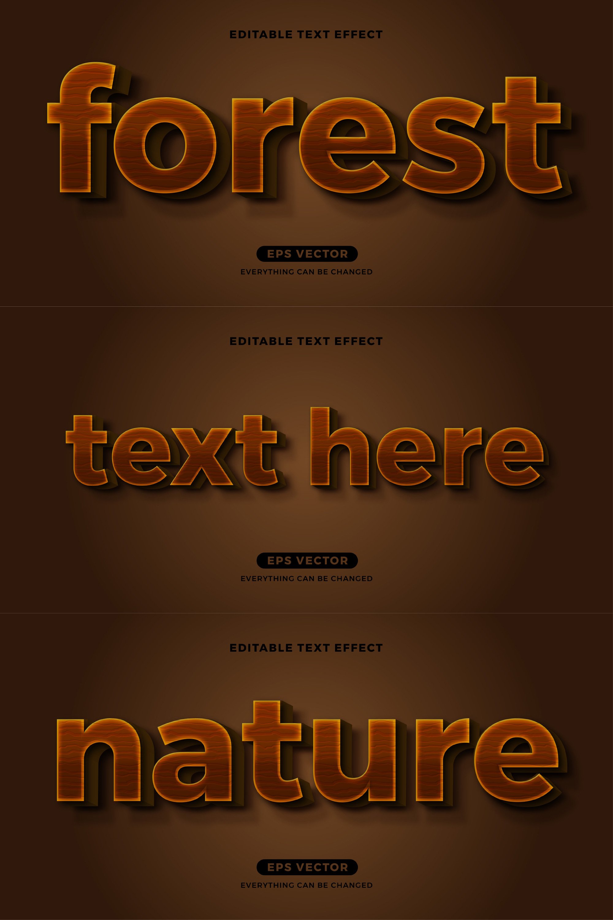 Forest Brown editable text effect vector template