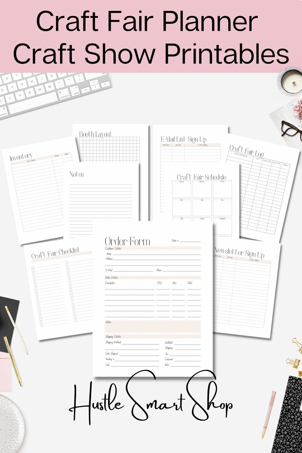 Craft Fair Planner, Craft Show Checklists, Pink and Black