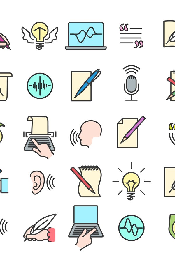 Colorful storytelling line icons