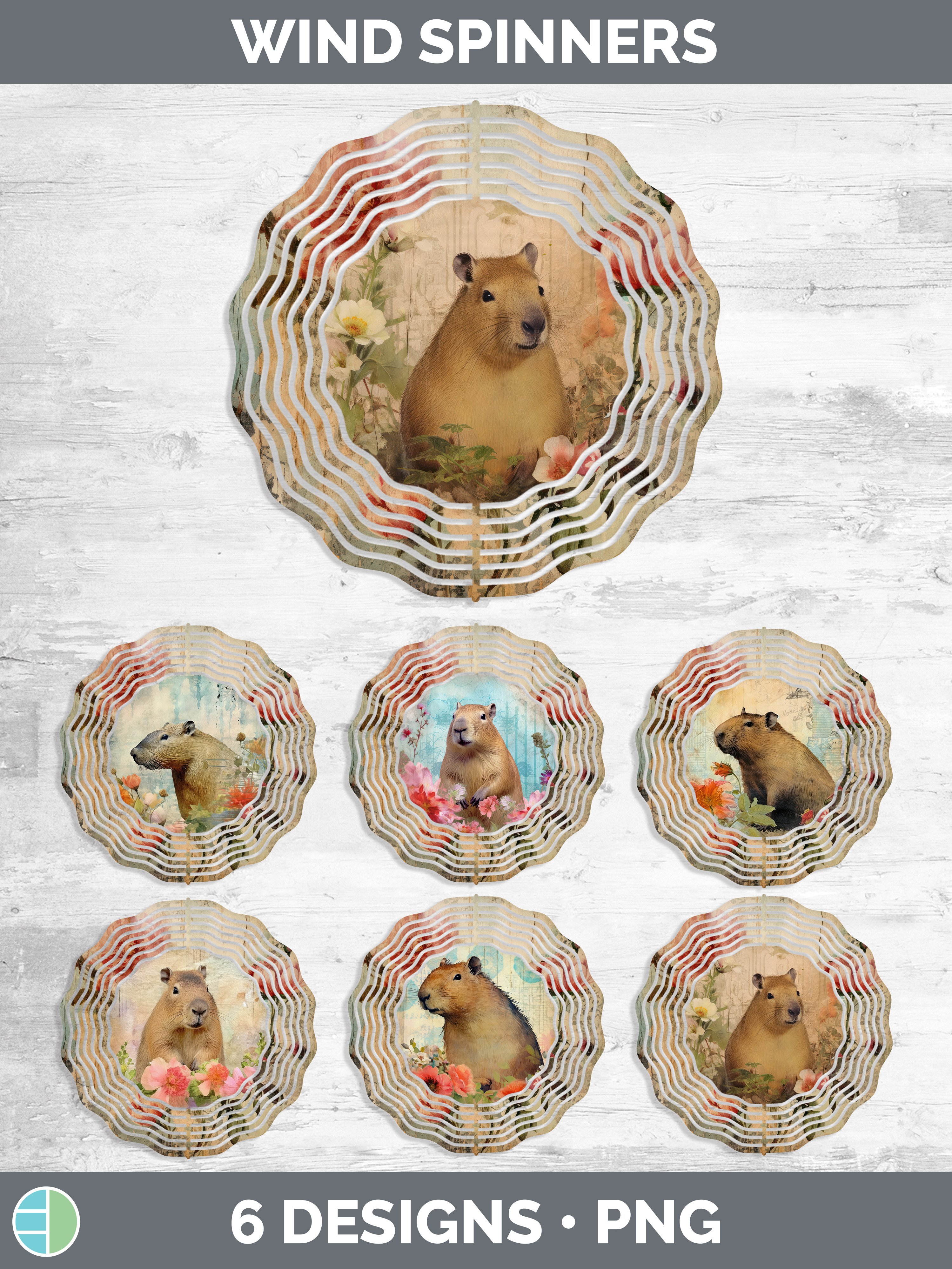 Vintage Capybara Wind Spinner | Sublimation Spinner Designs