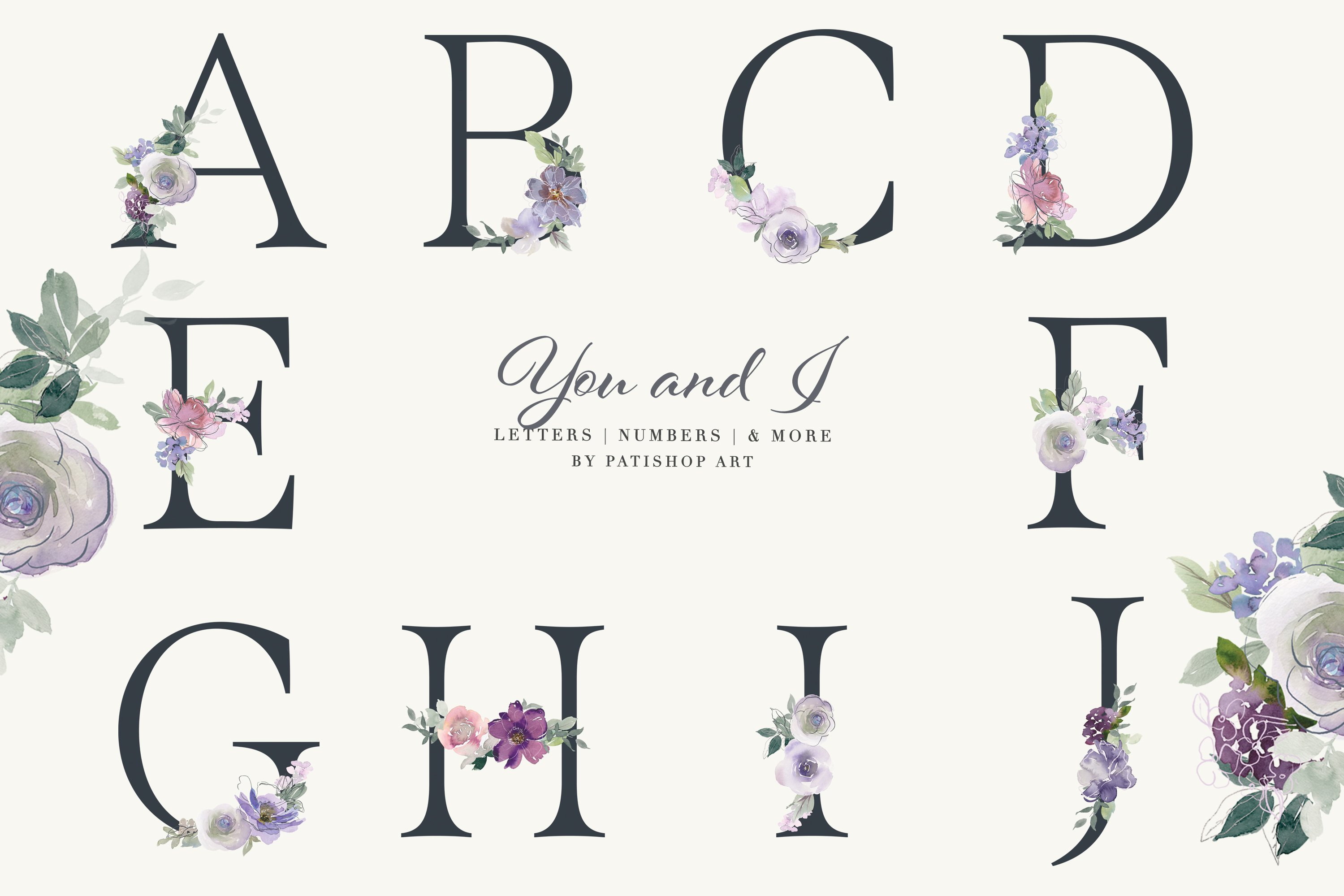 Watercolor Floral Alphabet Embellished Letters (1272358)