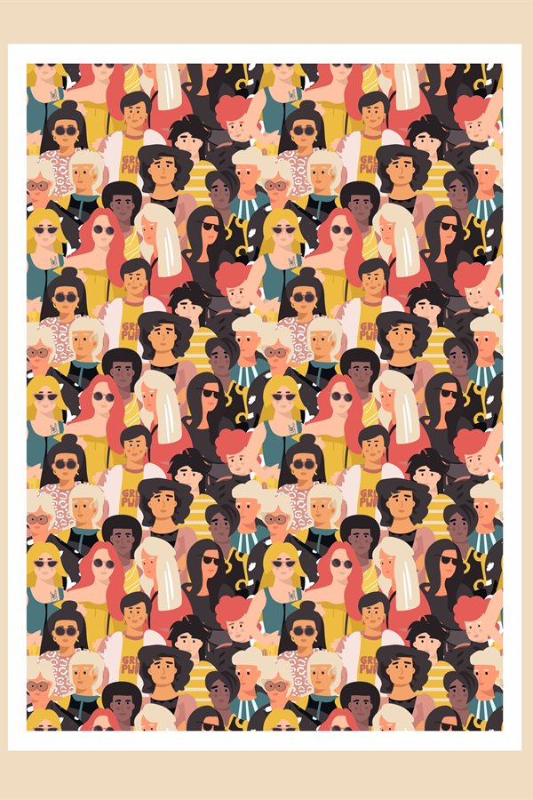 Diverse women poster. Group of happy girls, set of banners a