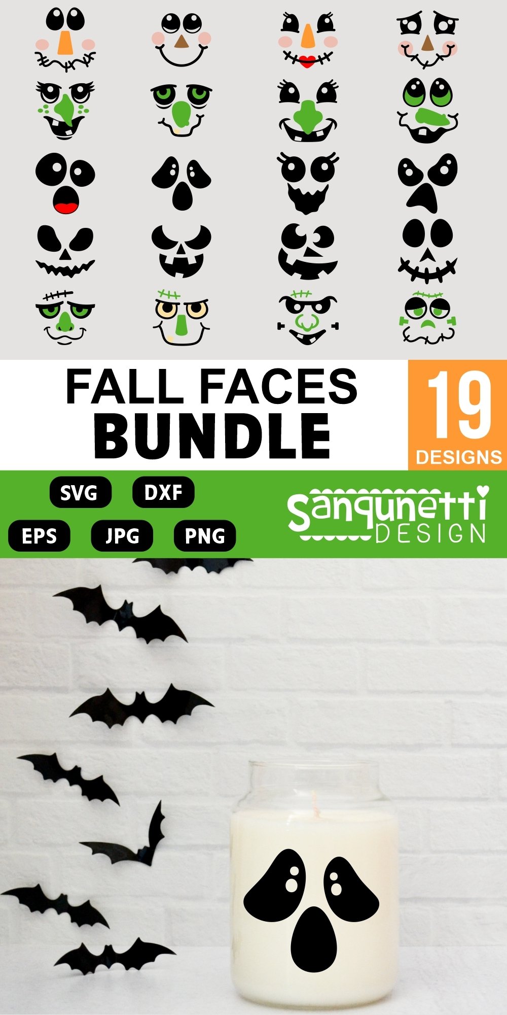 Halloween Faces Bundle | Fall Faces SVG