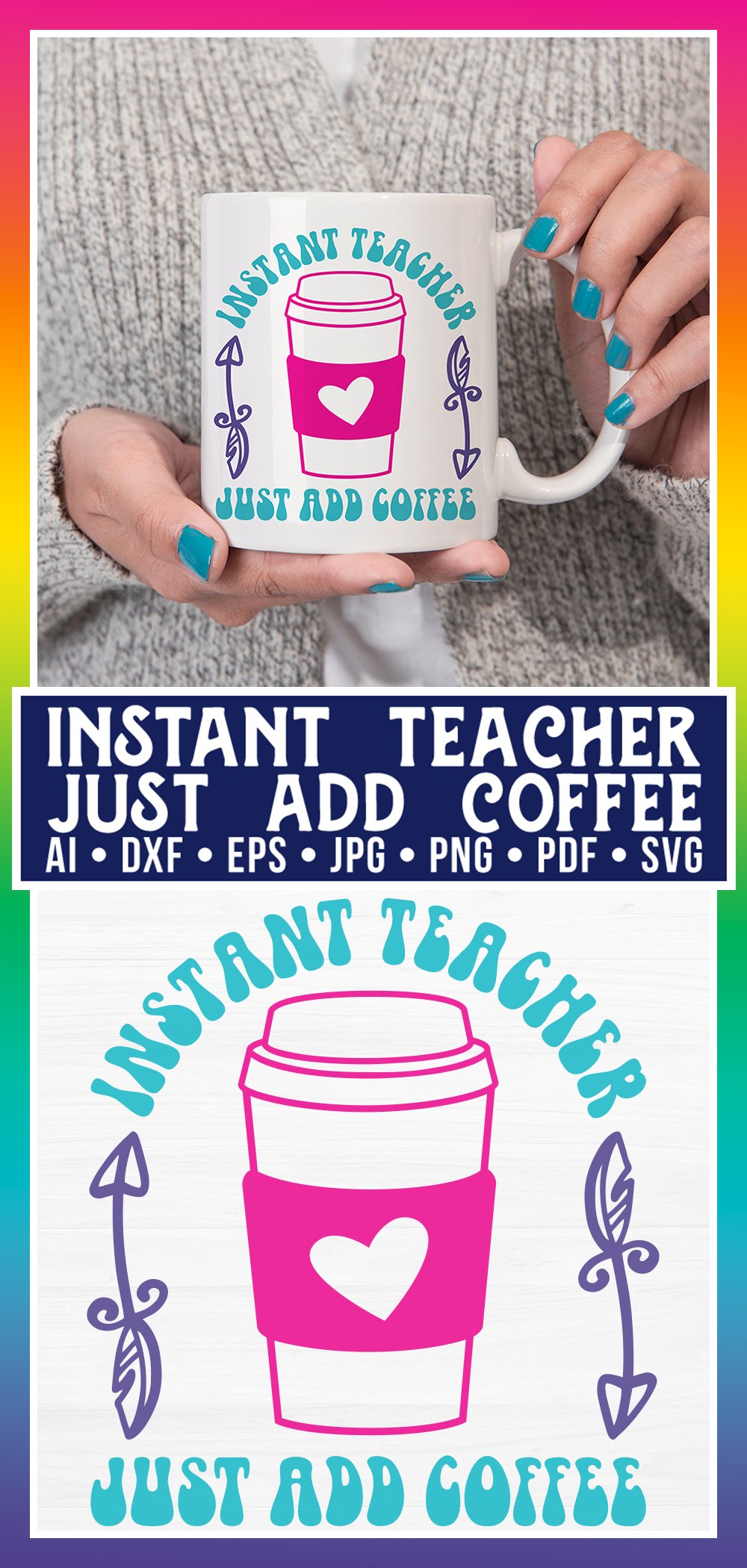 Instant teacher just add coffee SVG