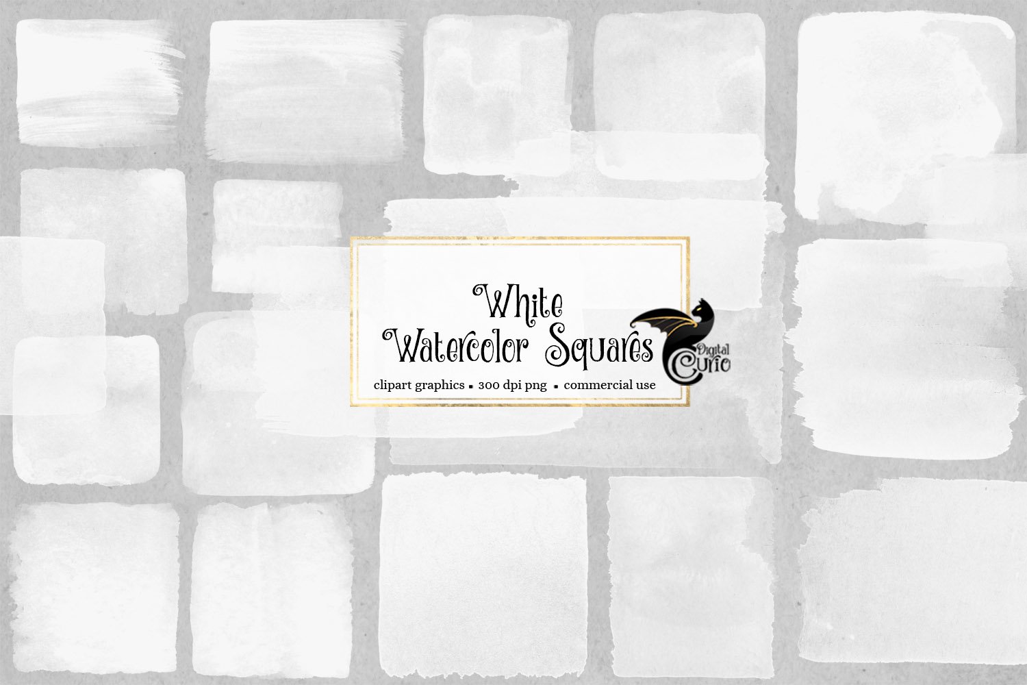 White Watercolor Squares Clipart