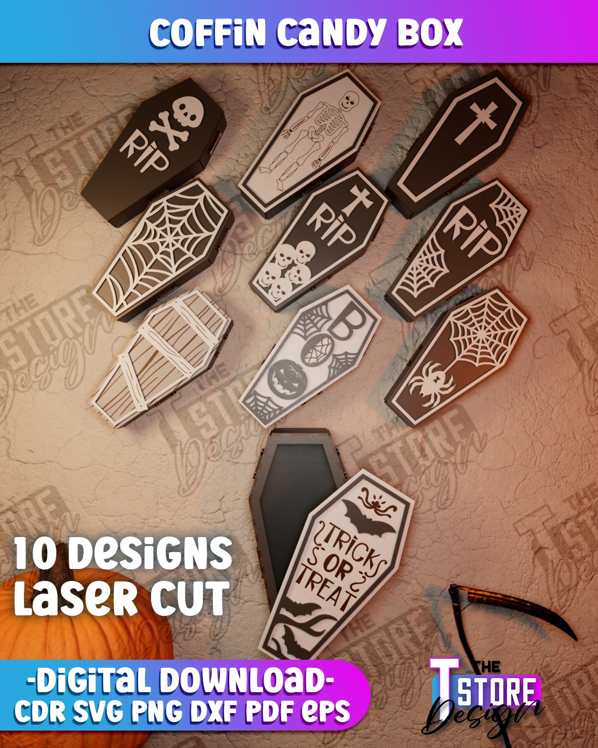 Halloween Coffin Candy Box Laser Cut Bundle|Coffin Gift Box