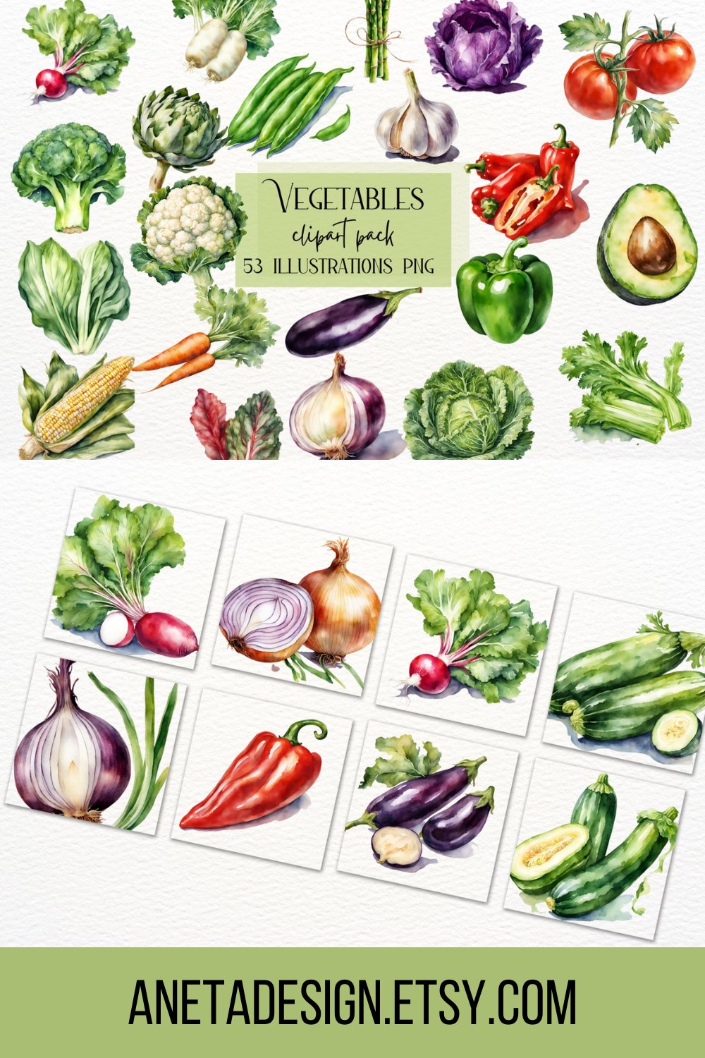 Watercolor Vegetables, Farm Clipart, Garden Clipart