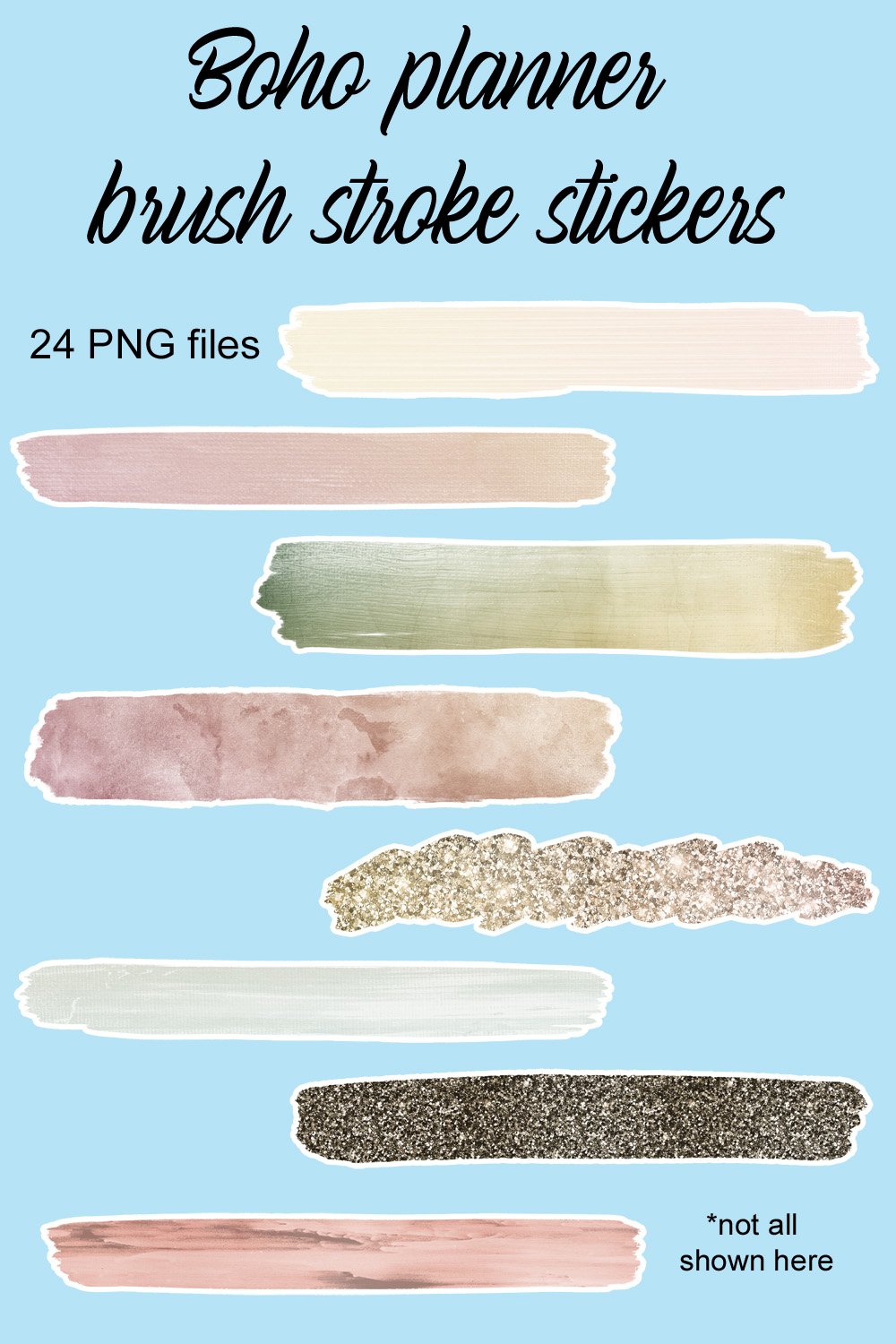 Boho planner brush stroke stickers