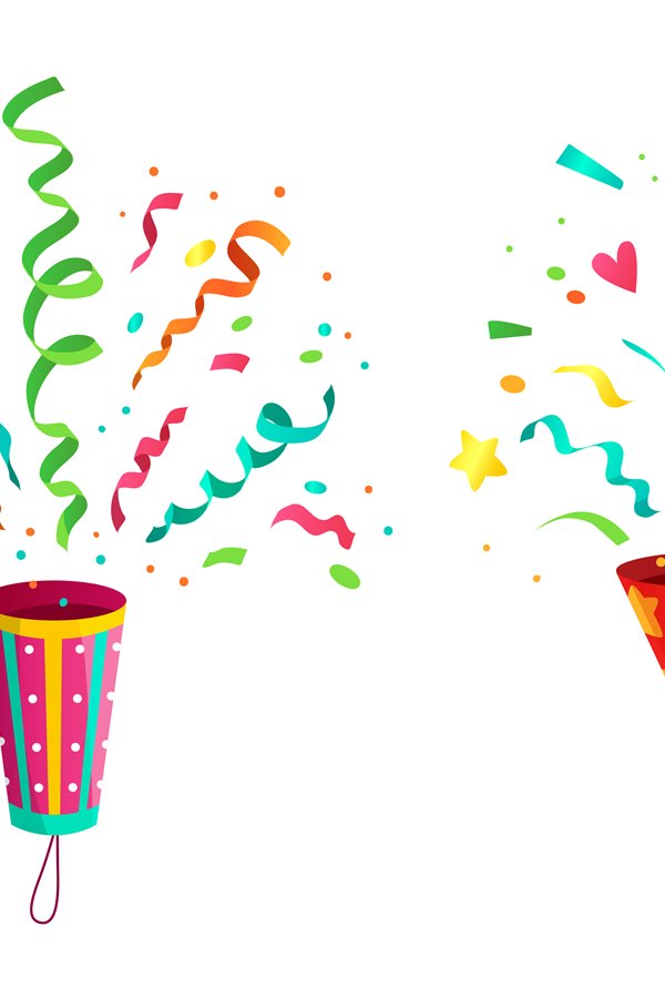 Party confetti popper. Exploding birthday celebration confet