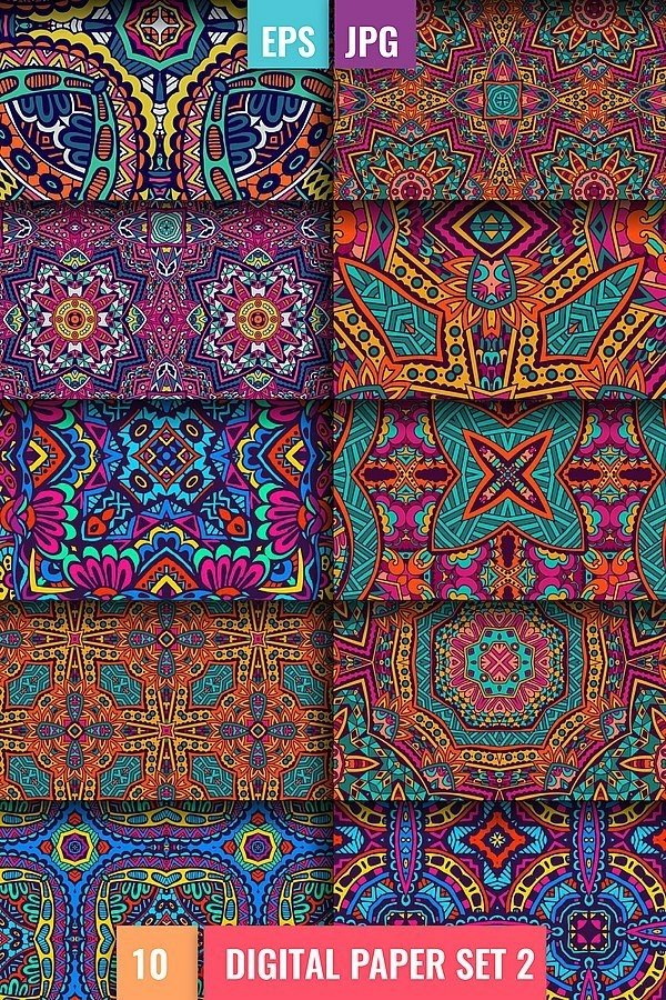 Digital Paper ethnic tribal style for Scrapbooking 1