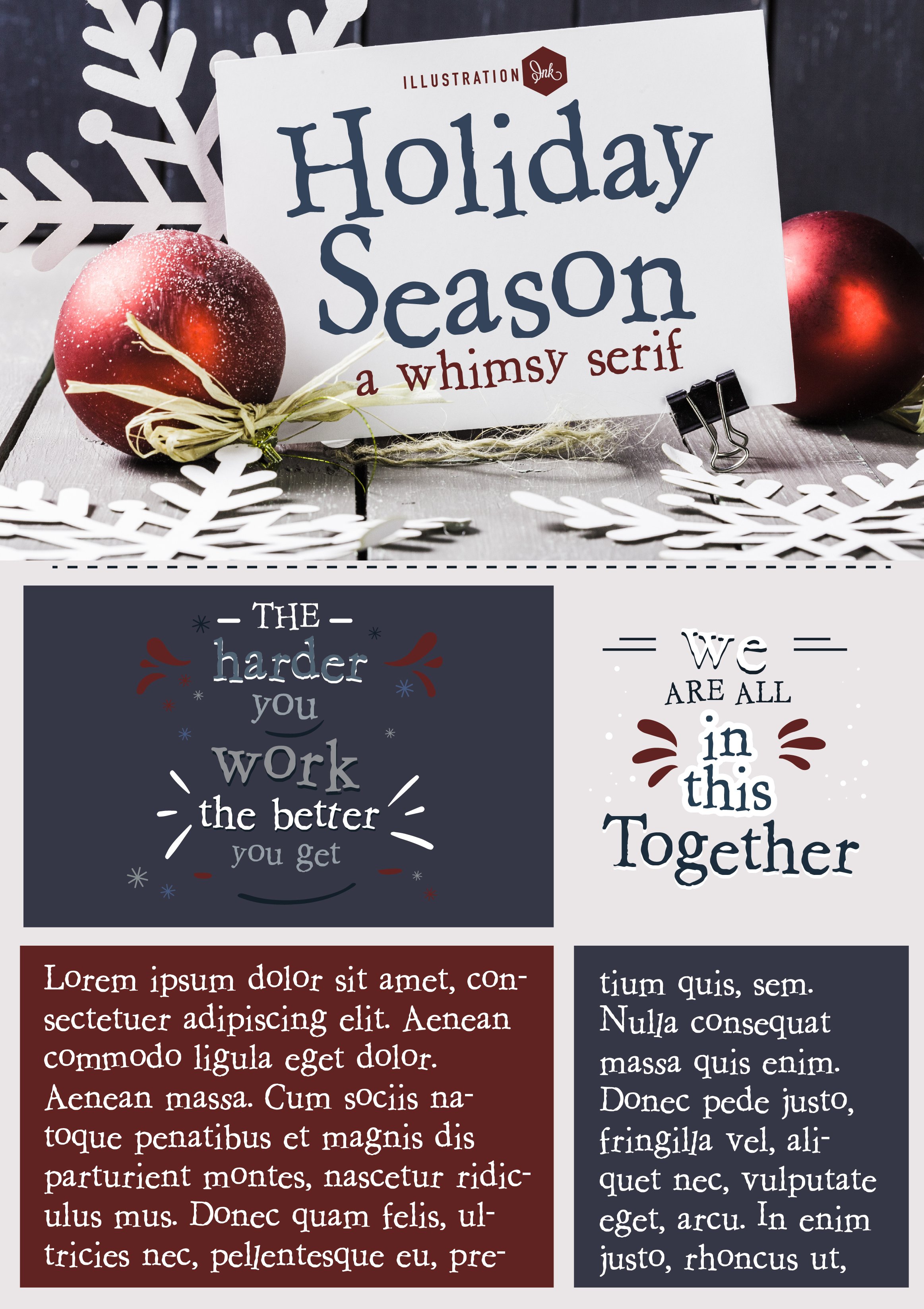 Hand-crafted, hand-written, Christmas script