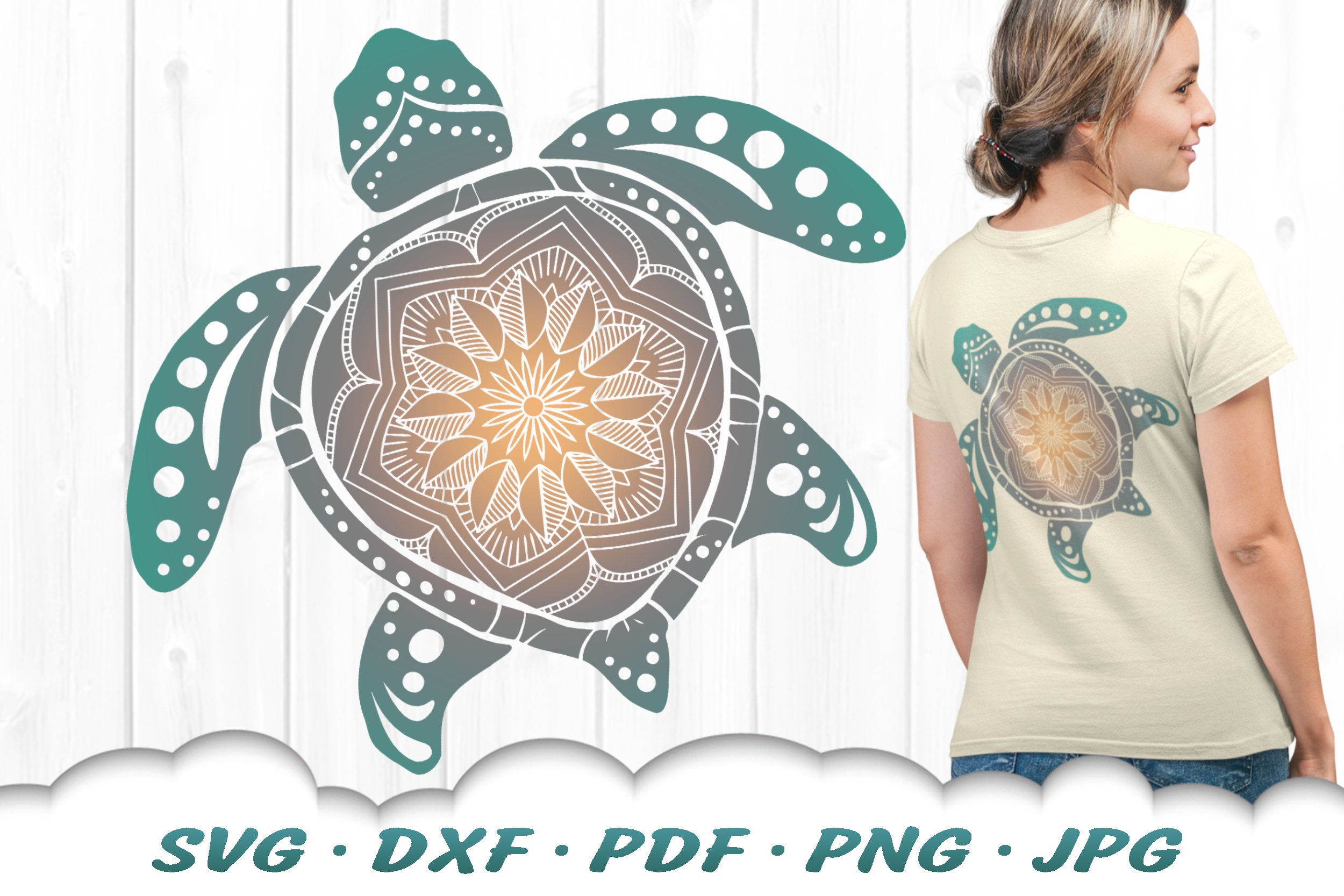 Sea Turtle Mandala SVG DXF Cut Files (855894)