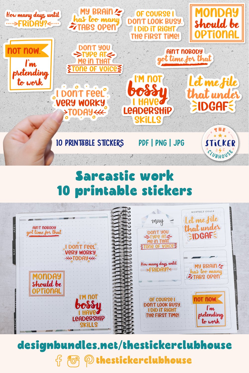 Sarcastic Stickers | Funny Work sticker bundle | 10 stickers