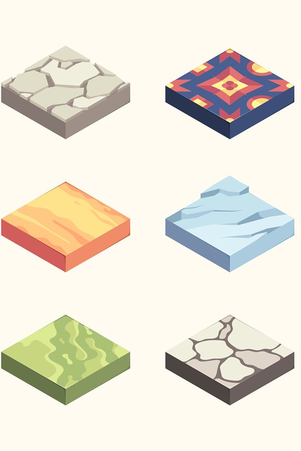 Isometric ground platforms. Rock and earth surfaces grass la