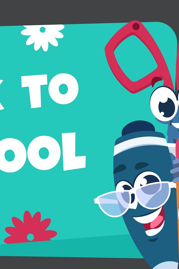 School characters background. Educational poster with happy