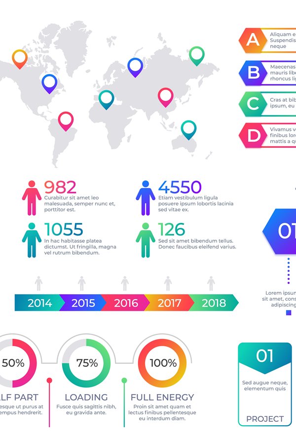 Infographic chart. Timeline graph elements with flow diagram