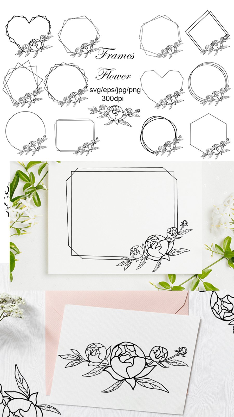 Geometric Floral Frames SVG. Wedding. Flowers. (1724897)