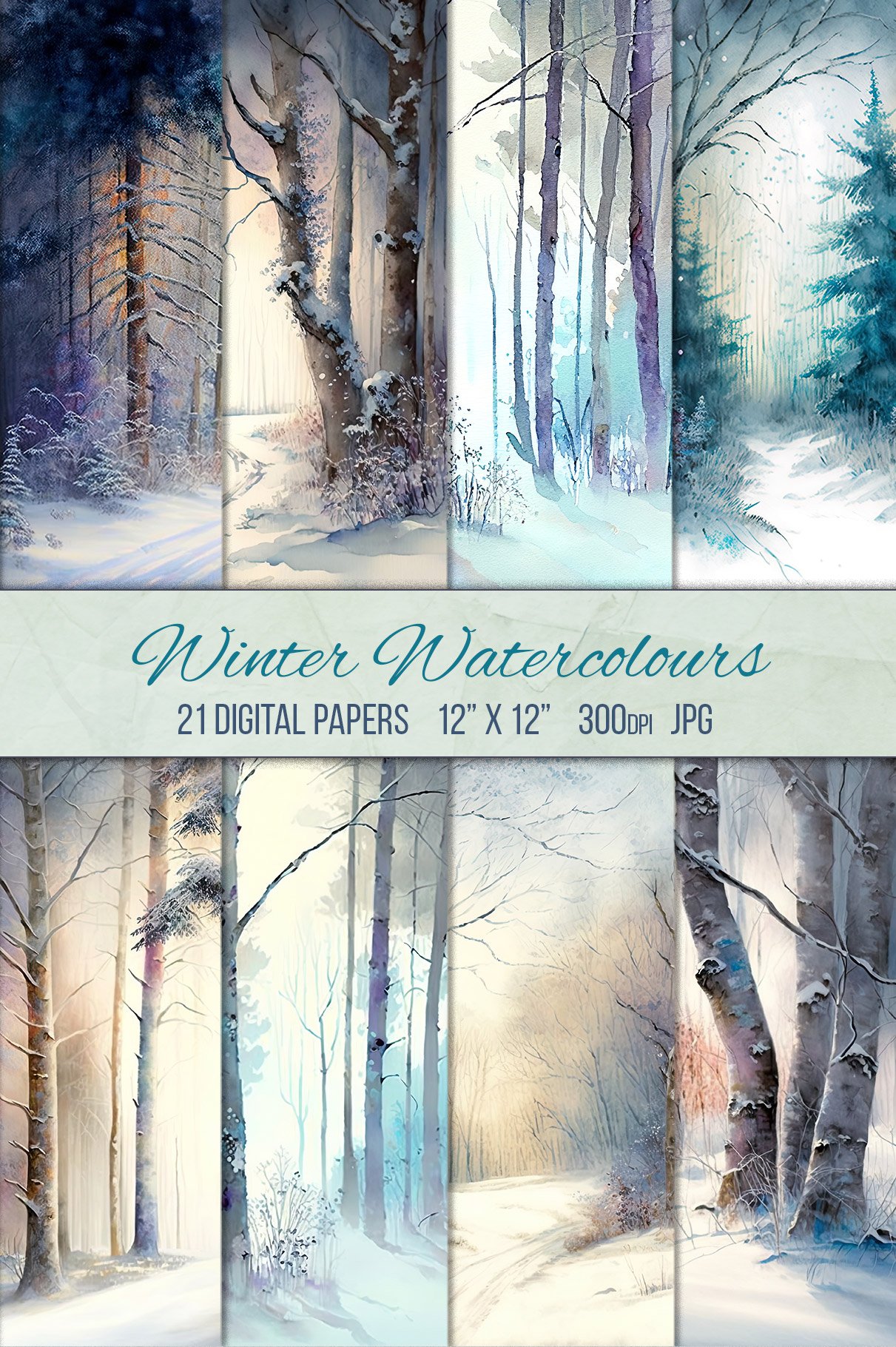 Winter Watercolours - 21 Digital Papers
