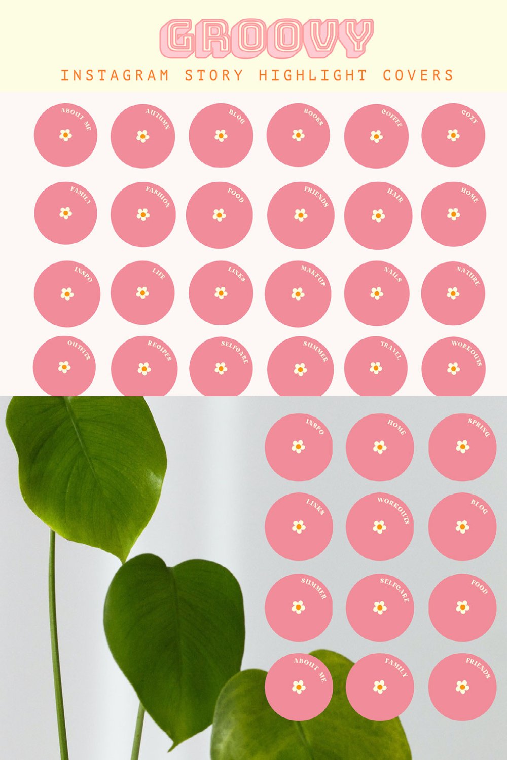 pink and orange groovy instagram story highlight covers