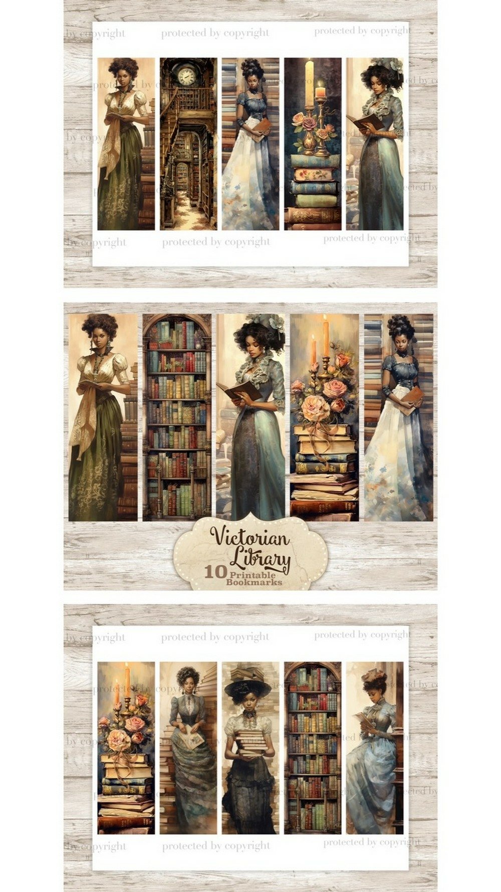 Victorian Library Bookmarks Bundle | Printable Bookmarks Set