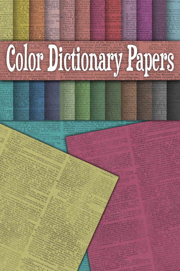 Color Dictionary Pages Digital Paper